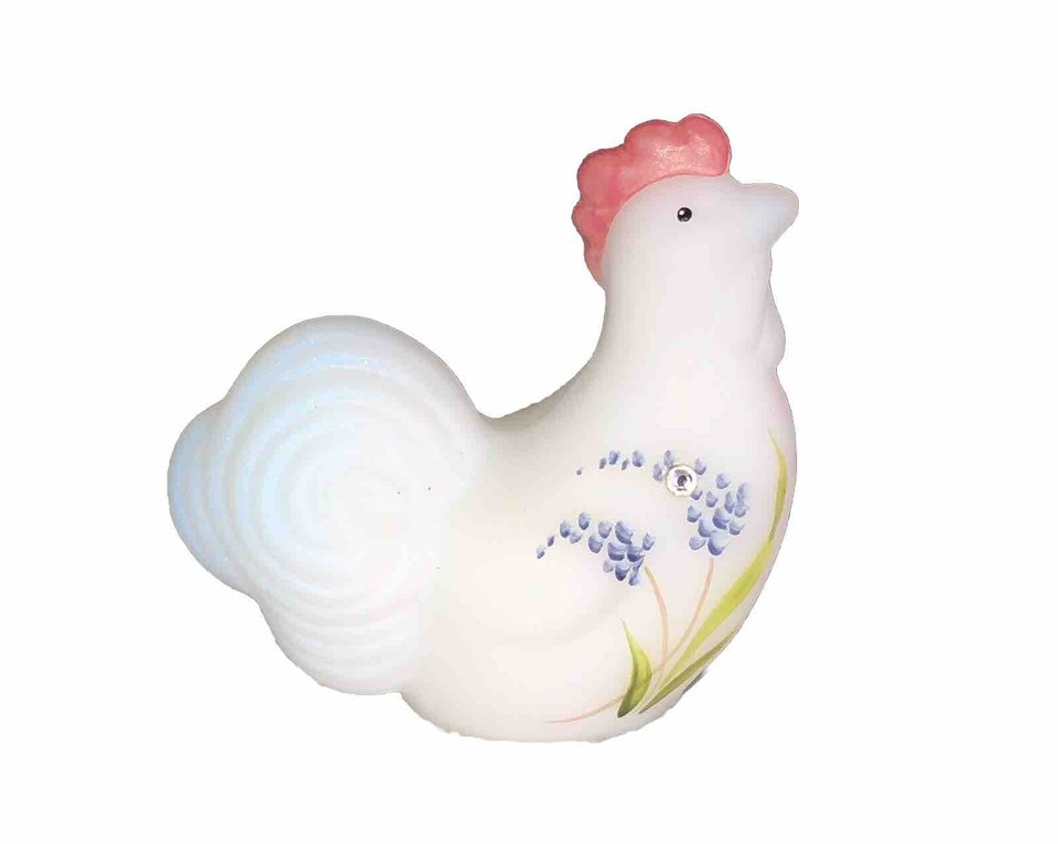 Fenton Glass Rooster Figurine - Natural Animals Collection - Opal Satin ...