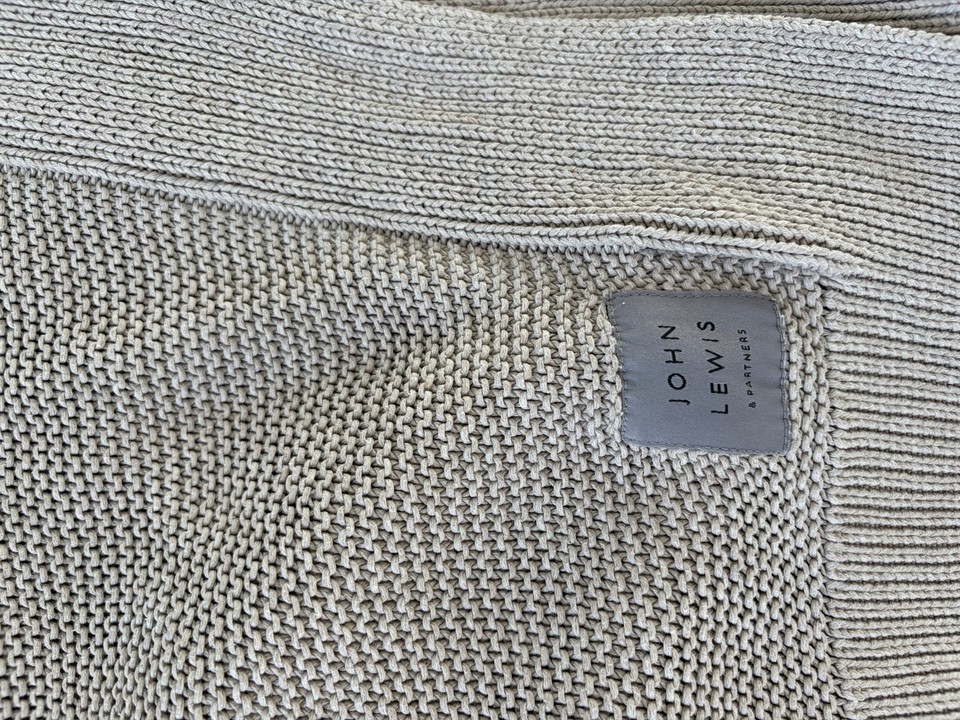 John Lewis Cotton Knitted Throw Grey | eBay UK