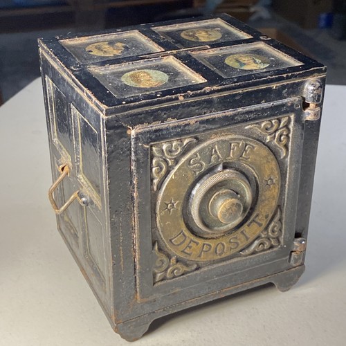 Cast Iron Bank "SAFE DEPOSIT" Henry C Hart Mfg Antique - Combination ...