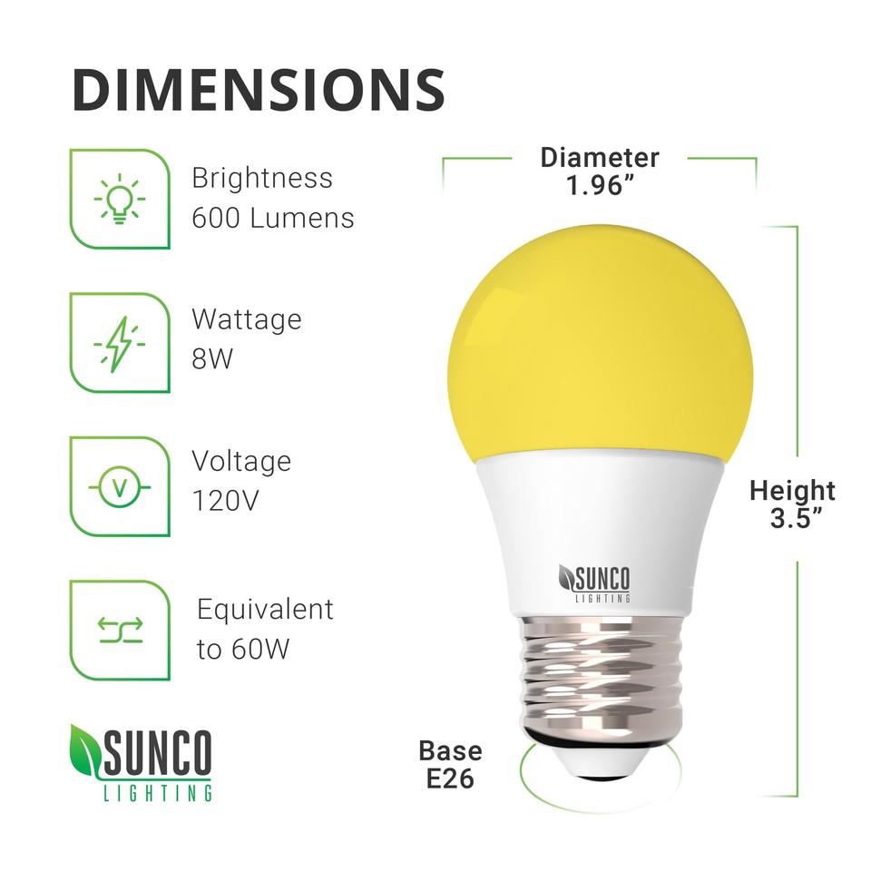 LED Bug Light Bulbs Outdoor A15 Yellow Bug Repellent Porch Light 8W ...