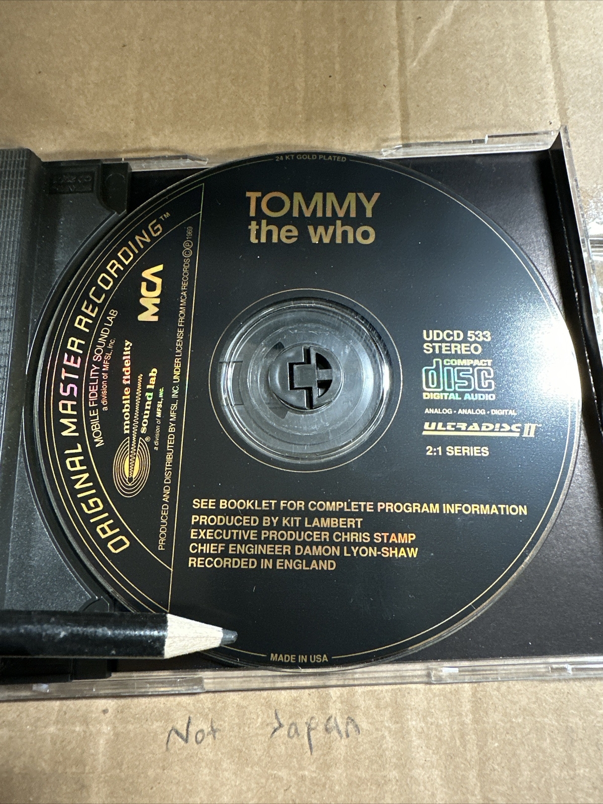 The Who Tommy CD MFSL ULTRADISC USA 24KT GOLD DISC! LIMITED ED. RARE ...