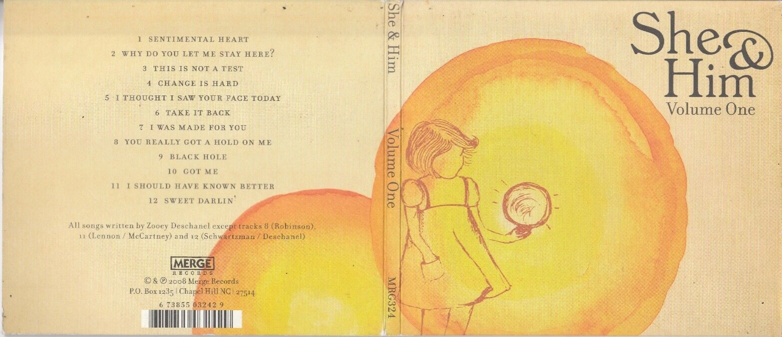 She & Him Volume One CD 2008 Merge Records – MRG324 Digipak Zooey ...