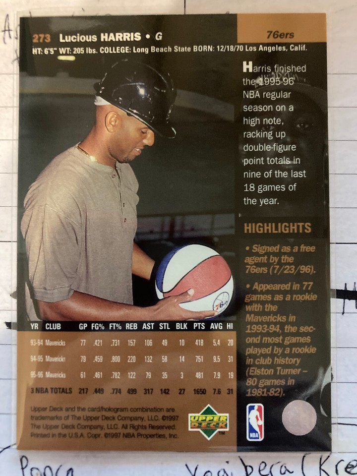 Lucious Harris 1997 Upper Deck Basketball Card #273 | eBay