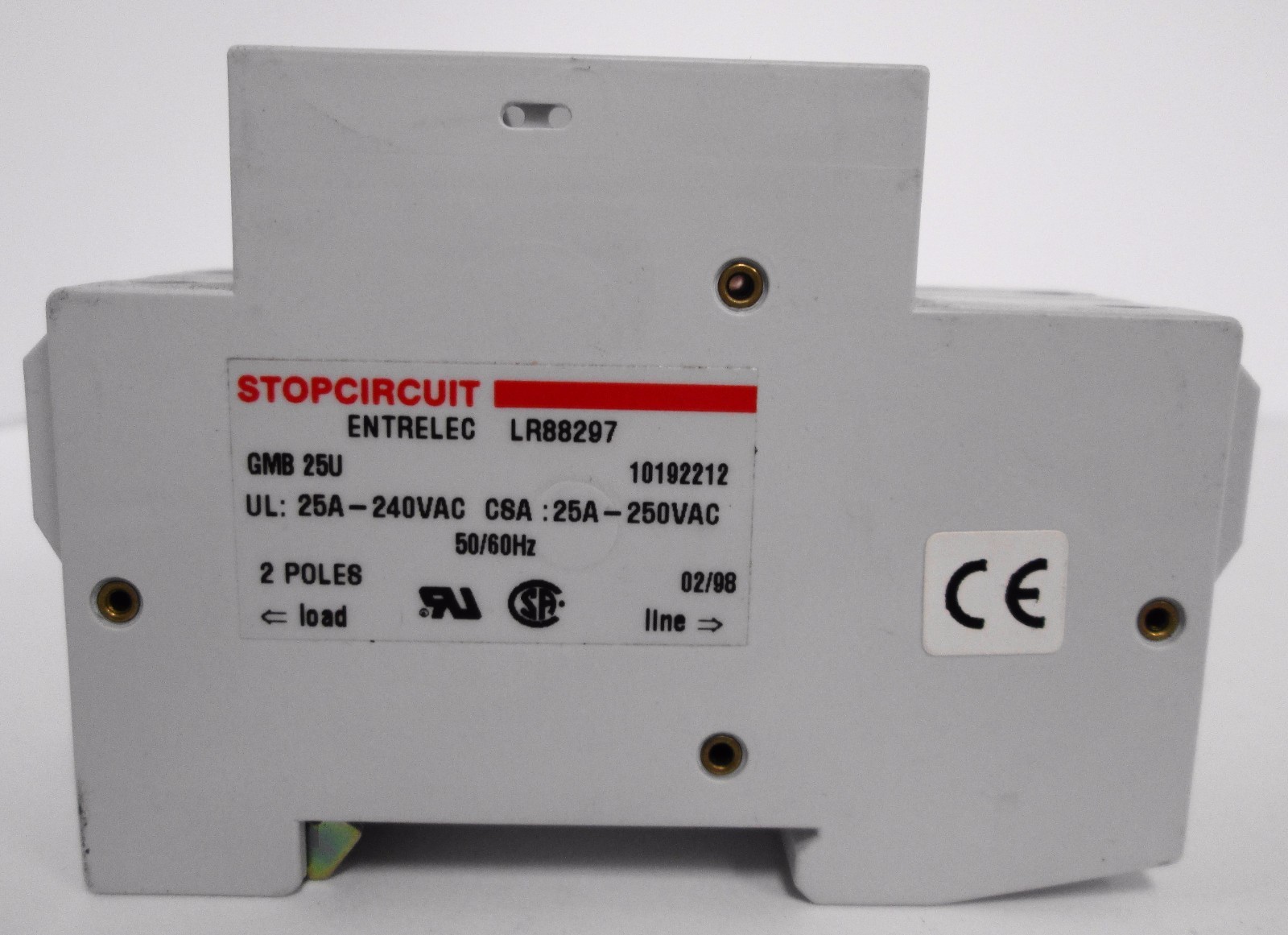 Entrelec StopCircuit 10192212 GMB25U Circuit Breaker 25A 240VAC 2P | eBay