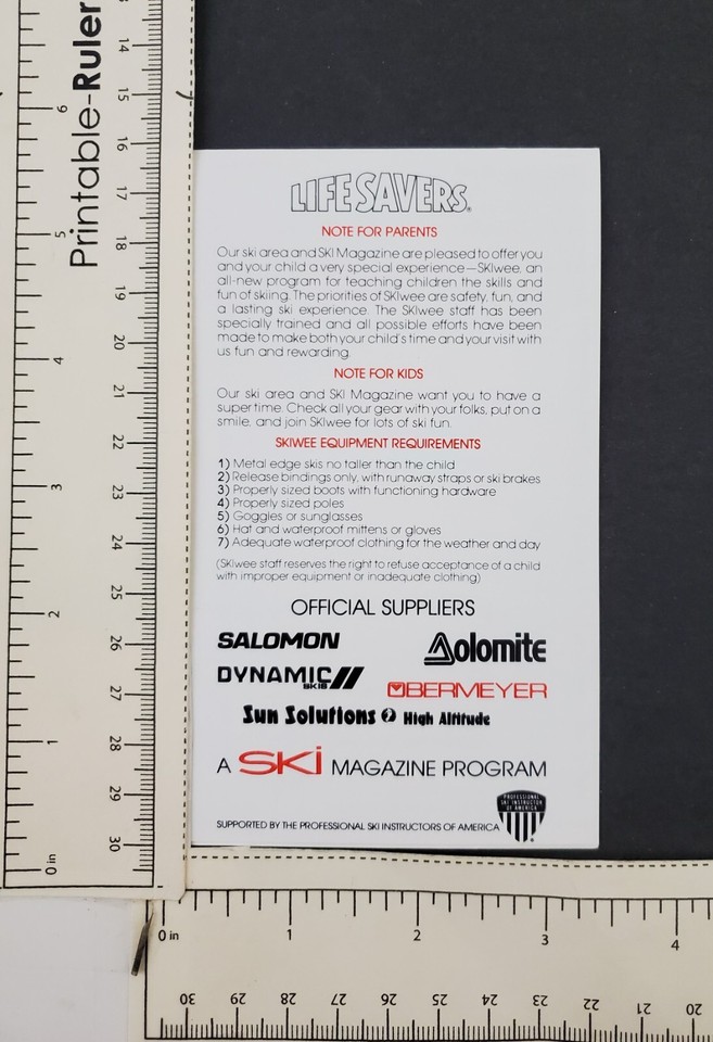 1980s NSAA Alpine Skier's Responsibility Code Rules Vintage Travel ...