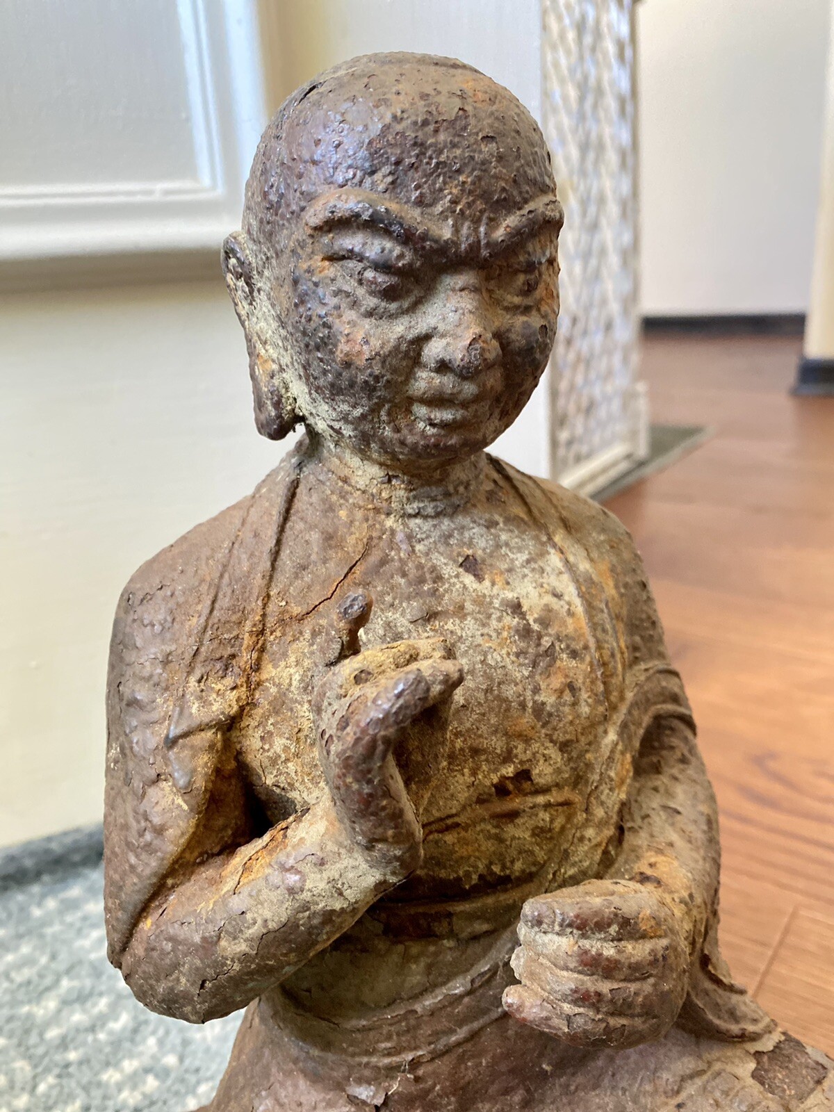 Antique Chinese Ming Iron Arhat Luohan Statue lacquered 32cm Tall | eBay