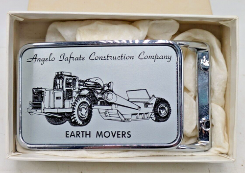 Vintage Angelo Iafrate Construction Company Earth Movers Belt Buckle In ...