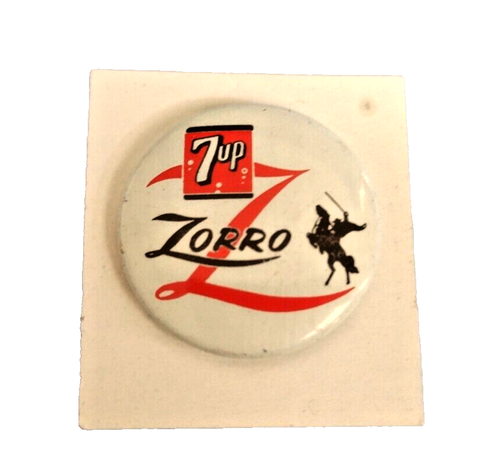Original Vintage Walt DISNEY 7UP ZORRO Movie PROMOTIONAL Pinback Pin 1959 1" | eBay