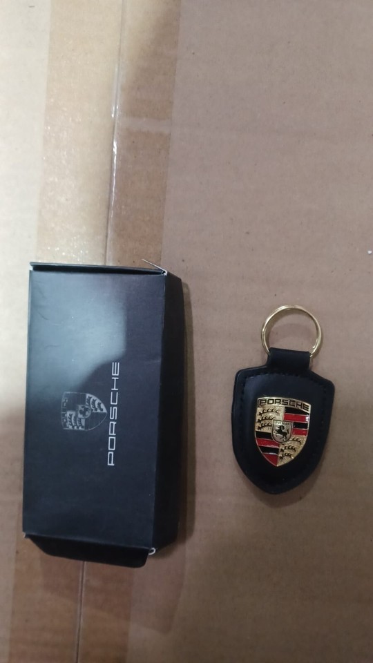 NEW PORSCHE LEATHER CREST KEY RING FOB CHAIN BLACK WAP0500950E | eBay