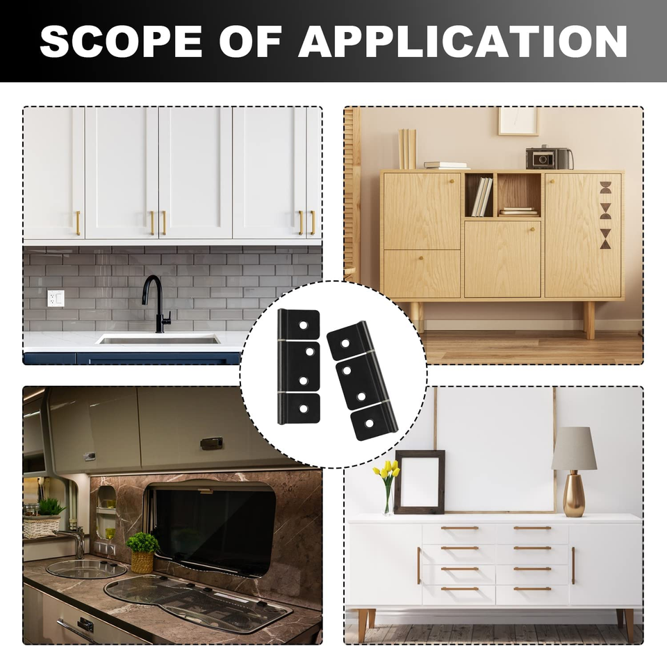 Three Leaf Non Mortised Hinge Mobile Home RV Interior Black Door Hinges ...