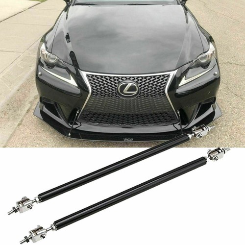 Black Adjust 8"-11" Front Bumper Splitter Strut Rod Tie Support Bars ...