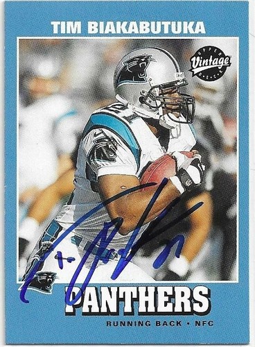 TIM BIAKABUTUKA Autographed Signed 2001 Vintage Football card Carolina ...