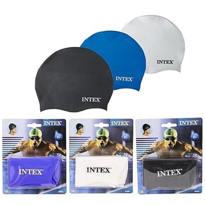 Intex Adult Swimming Cap Ladies Mens Older Children Silicone Waterproof ...