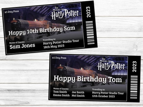 Harry Potter Studio Tour, Birthday tickets. Personalised With name and ...