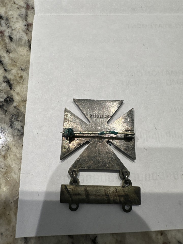 WW2 US Army Iron Cross Marksman Badge Pin Rifle Bar MARKED Sterling ...