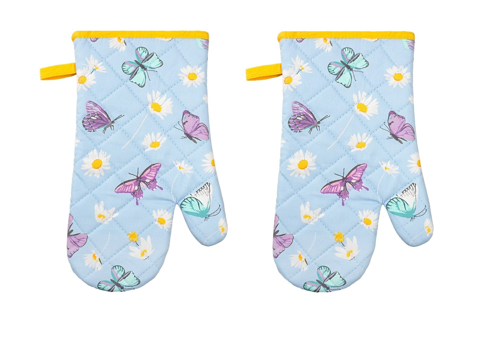 Set of 2 Oven Gloves Kitchen Mitts BBQ Cooking Baking Grilling Mitten ...