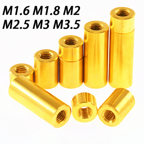 M1.6-M3.5 Brass Threaded Rod Tube Adapter Round Coupling Rod Bar Stud ...