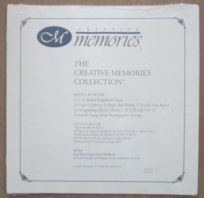 Creative Memories 12 x 12 White Ruled Scrapbook Refill Pages 5 Sheets ...