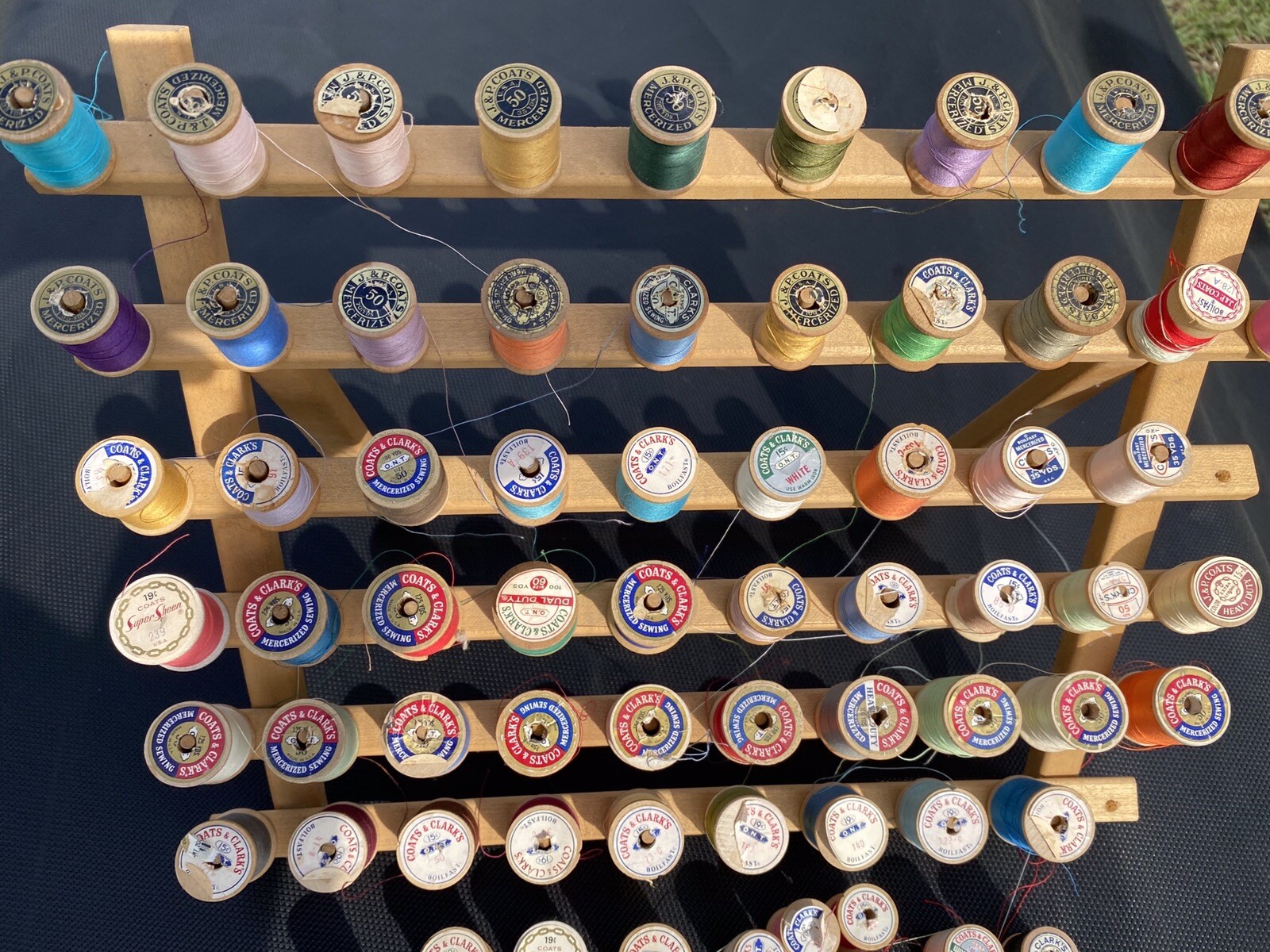 68 Coats And Clark’s Wood Vintage Thread Spools Belding And Display ...