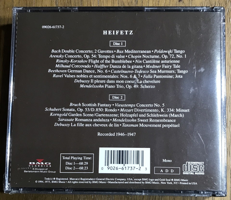 Heifetz Collection 6 by Debussy / Heifetz (CD, 2011) **⭐NEW/SEALED⭐ ...