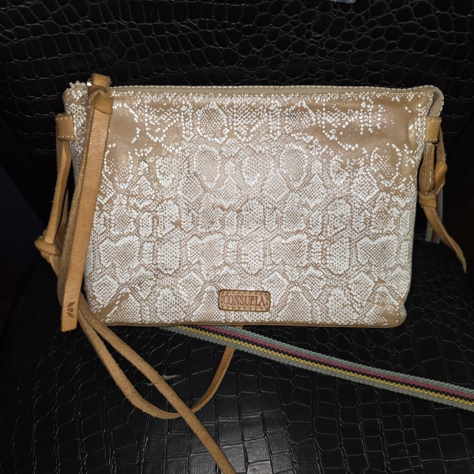 Consuela Clay Midtown Crossbody Bag white & tan Snakeskin Print Leather ...