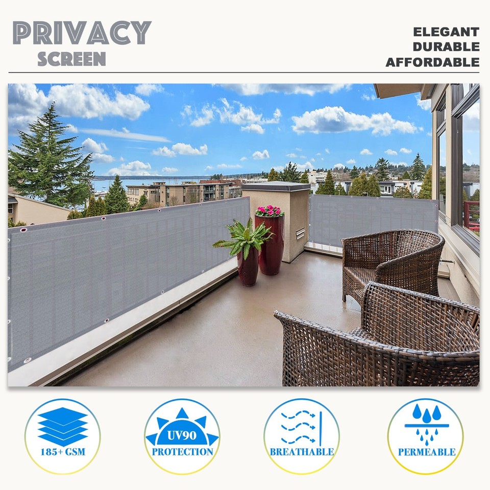 3', 4', 5', 6' Tall Balcony Fence Privacy Screen | Windshield Shade for ...