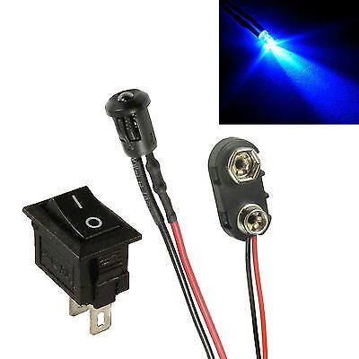 Flashing Blue Small 3mm LED + Switch + PP3 Connector Car Dummy Fake ...