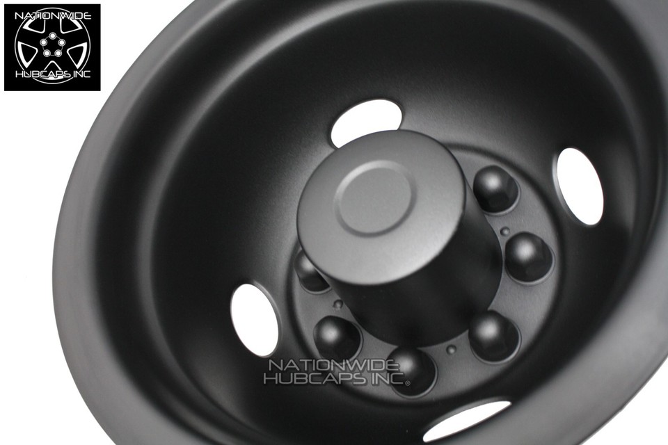 Ford E350 E450 Van RV BLACK 16" Dual Wheel Simulators Hub Caps Dually ...