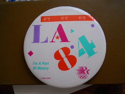 Vintage Official 1984 Olympics Welcome LA84 ( Korean heading) pin-back ...