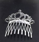 Crystal Rhinestones Dog Mini Bone Tiara With Comb.Silver Tiara.1 " Tall ...