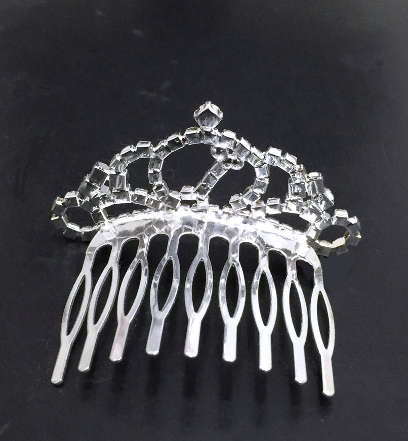 Crystal Rhinestones Dog Mini Bone Tiara With Comb.Silver Tiara.1 " Tall ...