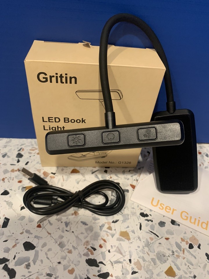 Gritin 19 LED-C Rechargeable Black Clip On Book Light | eBay