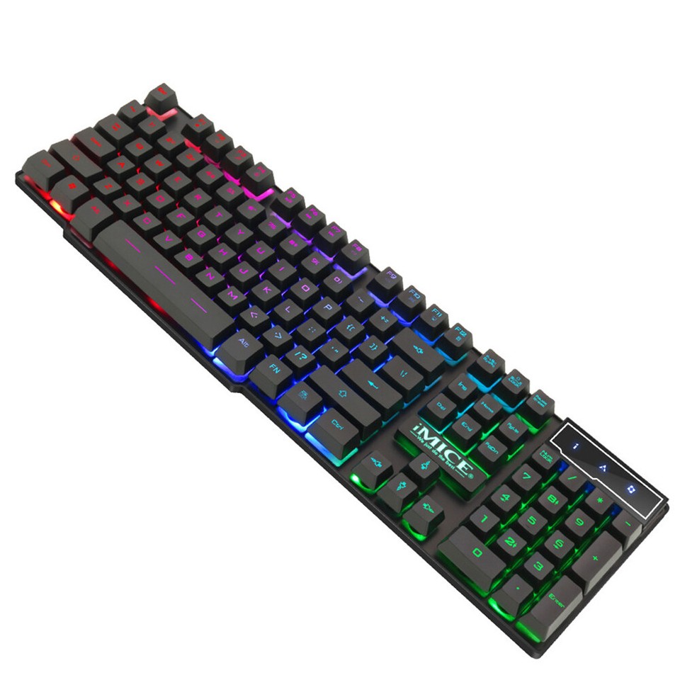 Gaming Keyboard RGB LED Light Backlit Gamer USB Wired Silent Keyboard ...