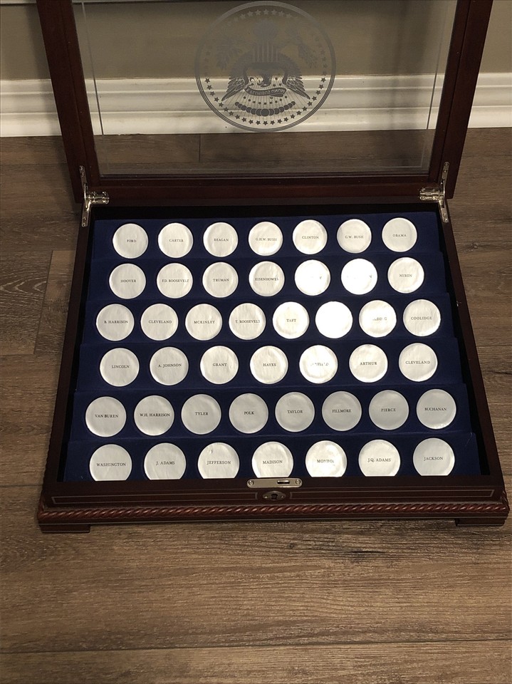 DANBURY MINT U.S. Presidential SILVER Commemoratives Proof Set Wood ...