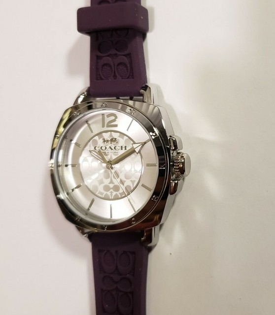 Coach Women BOYFRIEND Purple Logo-embossed Rubber Strap Watch 34mm ...