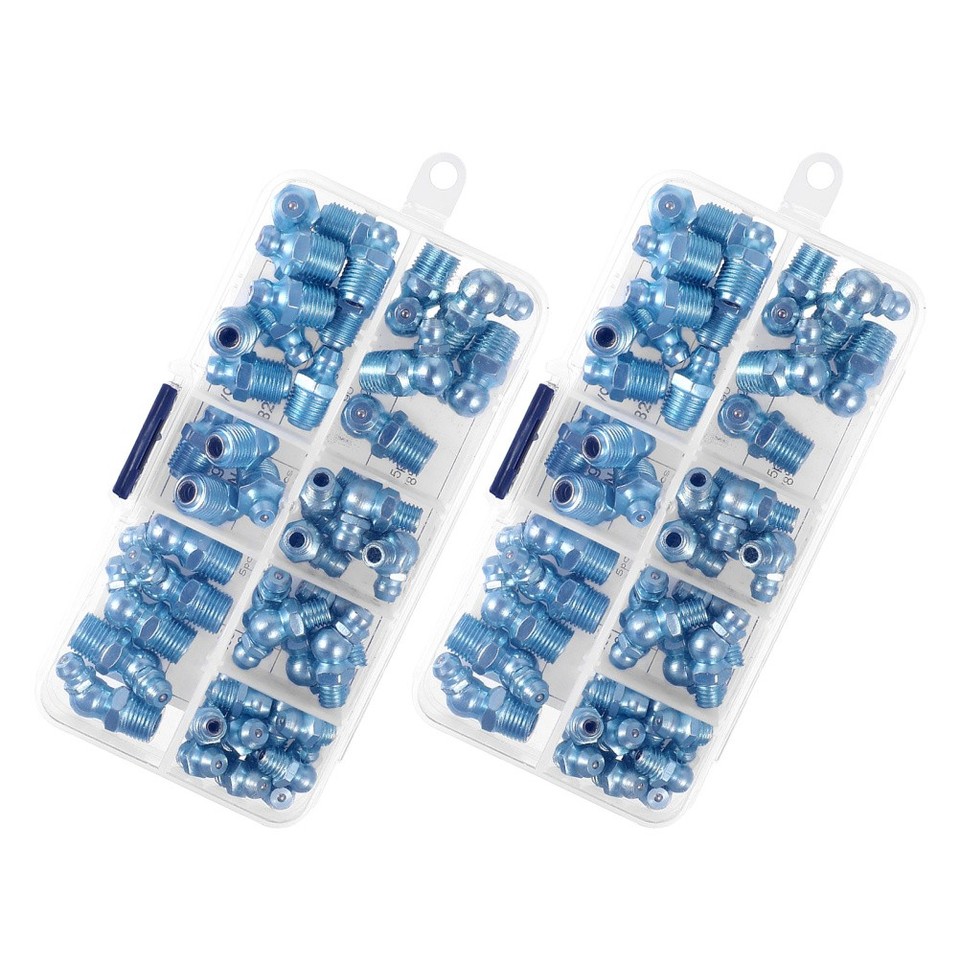 100pcs Grease Fitting Assortment Straight and Angled Zerk Kit For ...