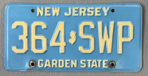 Vintage NJ License Plate New Jersey Lic Blue Garden State | eBay UK