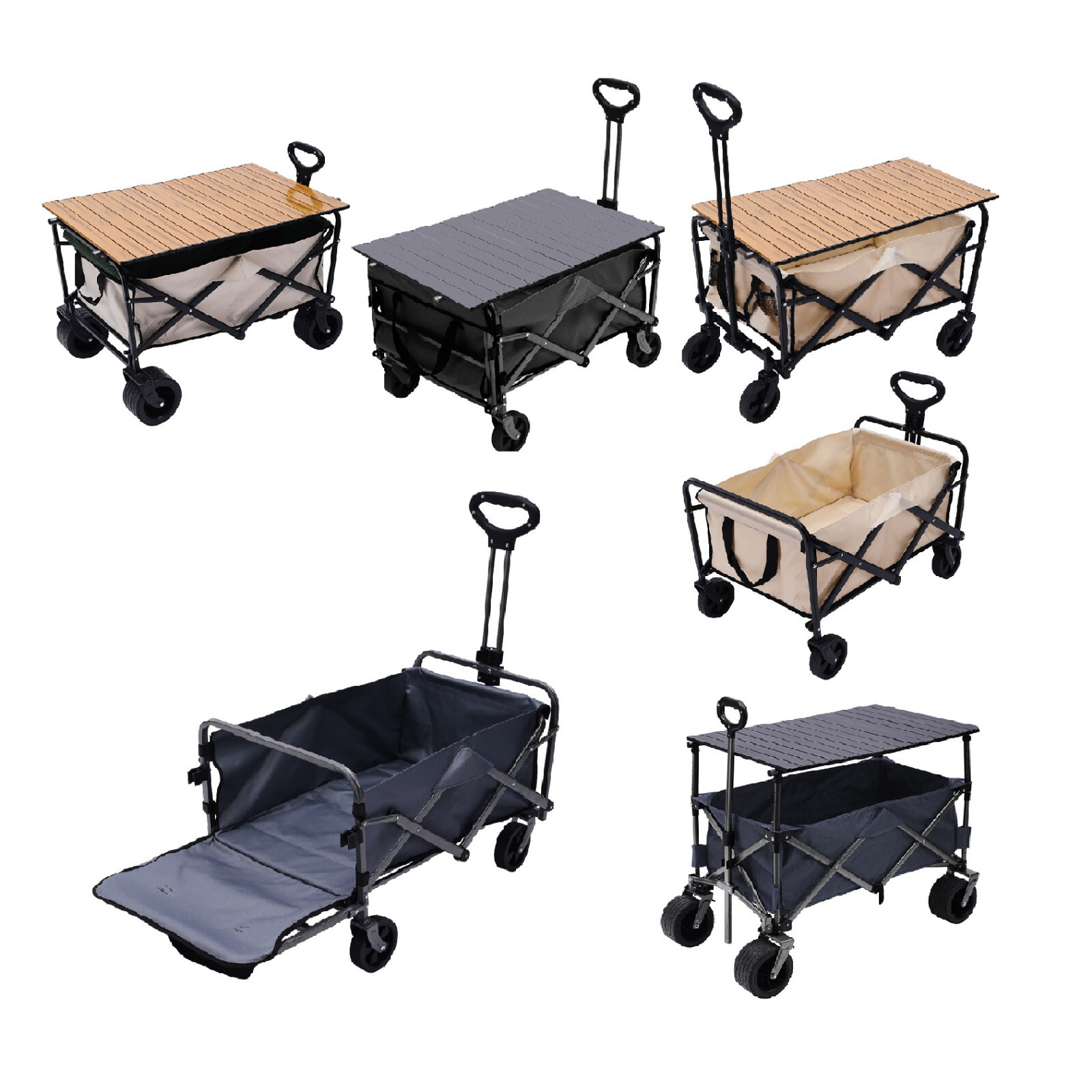 Folding Pull Along Garden Camping Trolley Cart Outdoor Beach Fishing ...