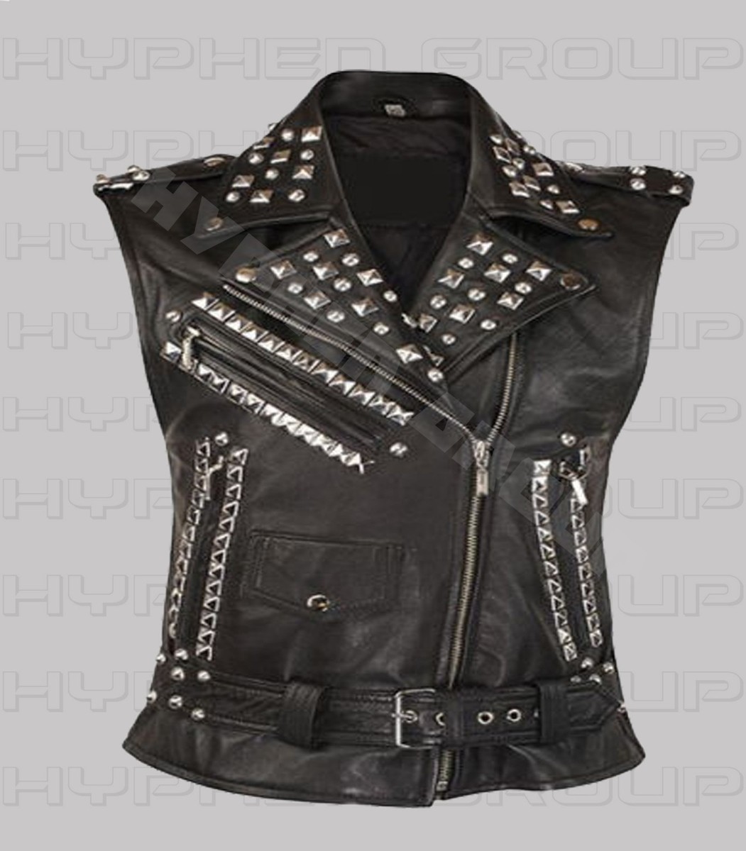 Punk Rock Studded Vest Vtg 70's Nazi Punk Rock Studded Double Collar