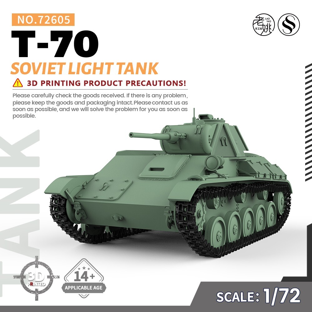SSMODEL 605 V1.9 1/72 25mm Military Model Kit Soviet T-70 Light Tank ...