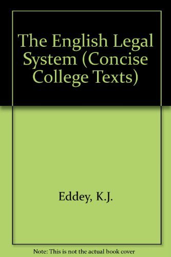 The English Legal System (Concise College Texts) By K.J. Eddey 9780421354104 | eBay