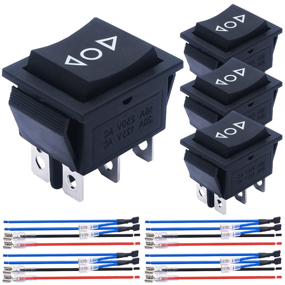 4Pcs Momentary Motor Polarity Reverse Rocker Switch DC 20A 12V DPDT 6 ...