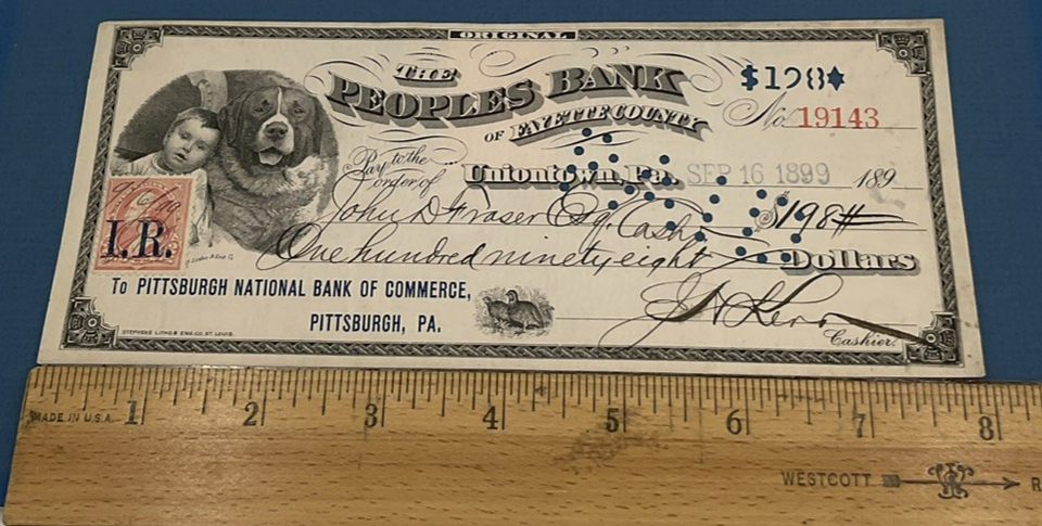 1899 Cancelled Check Child St Saint Bernard 2-cent Postage Stamp People ...