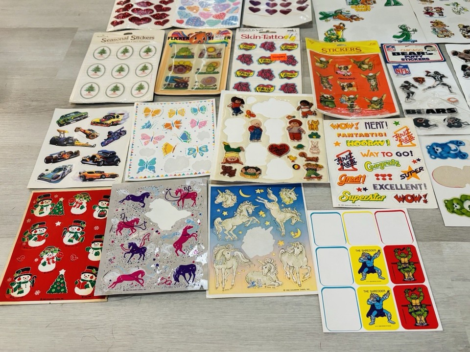 Vintage Stickers Lot 70s 80s 90s SANDYLION, SMILEMAKERS, HALLMARK, ETC ...