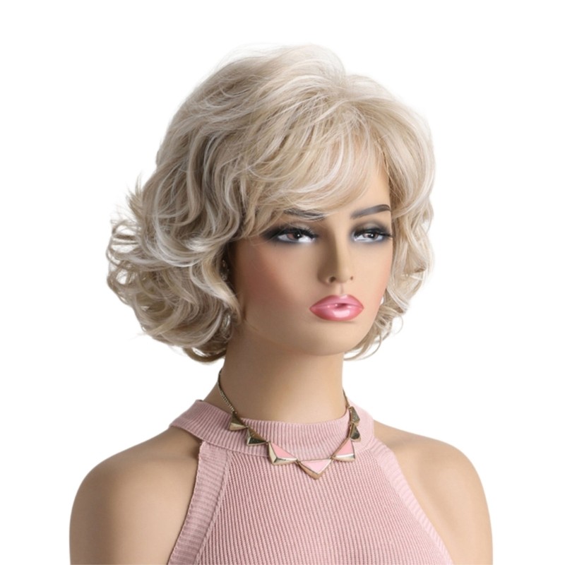 Short Bob Synthetic Wigs Voluminous Style Secure Fit Breathable Inner ...