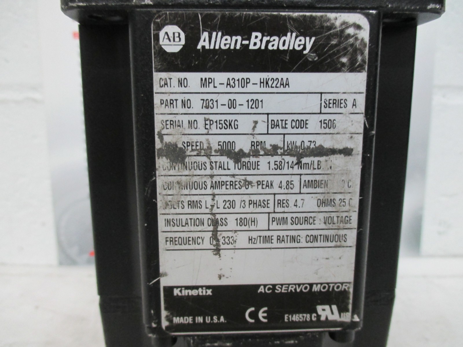 ALLEN-BRADLEY AC SERVO MOTOR MPL-A310P-HK22AA | eBay