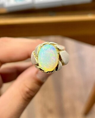 Natural Fire Opal Men's Ring In 925 Sterling Silver Mate Finish Ring ...