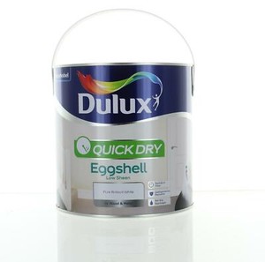Dulux Quick Dry Eggshell Pure Brilliant White Paint 2.5L Wood & Metal ...