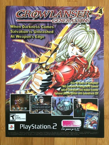 Growlanser: Generations PS2 Playstation 2 2004 Print Ad/Poster Official ...