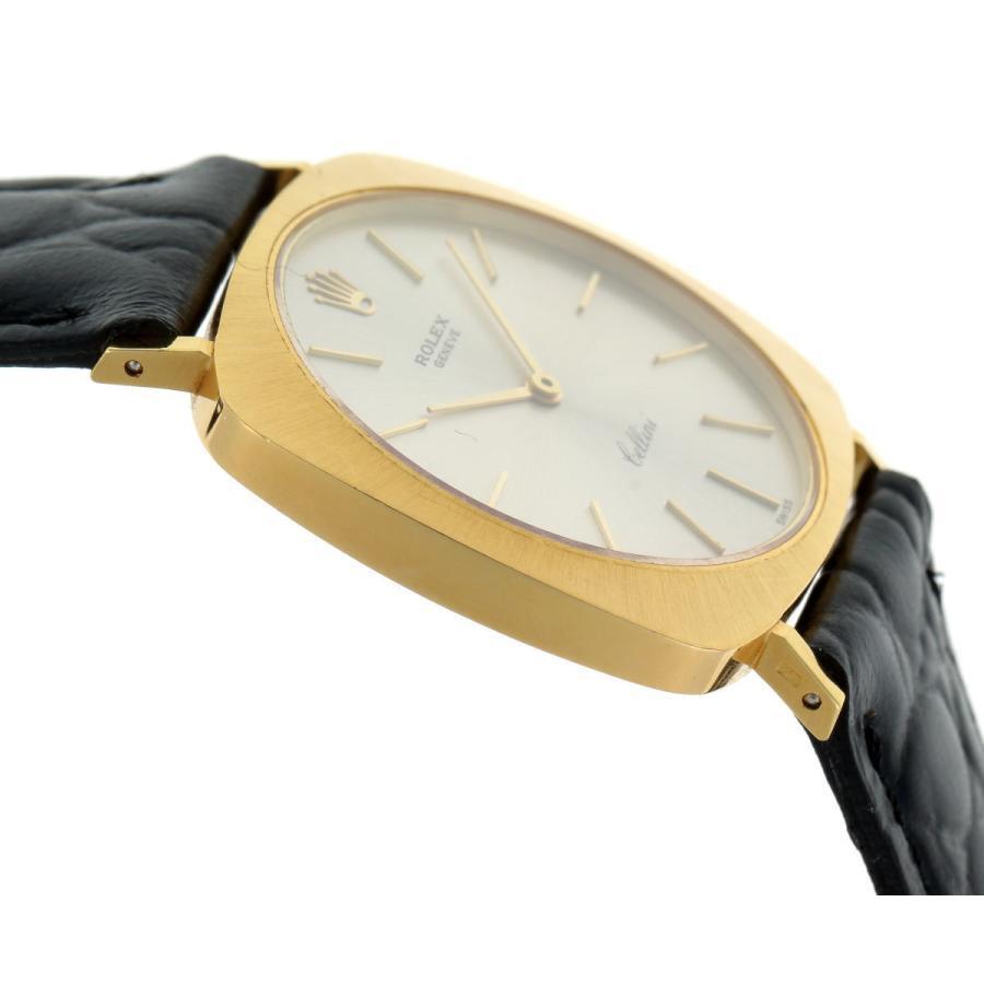 ROLEX Cellini 3747 Manual Cal.1600 Silver Dial Yellow Gold Leather Boys ...
